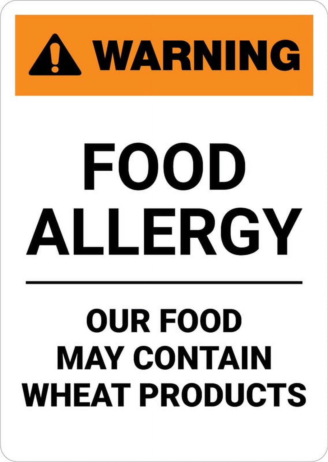 Warning Food Allergy Our Food May Contain Wheat Products Retro Aluminum ...
