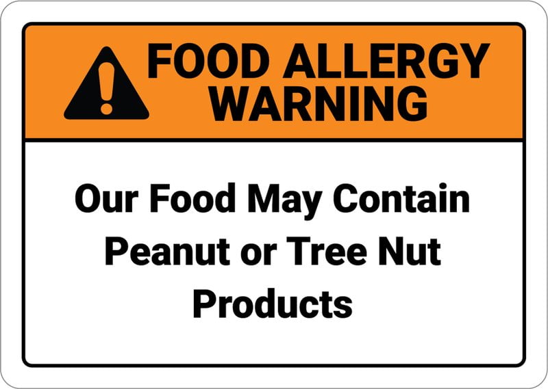 Warning Food May Contain Peanut Tree Nut Tent Retro Aluminum Sign Metal ...