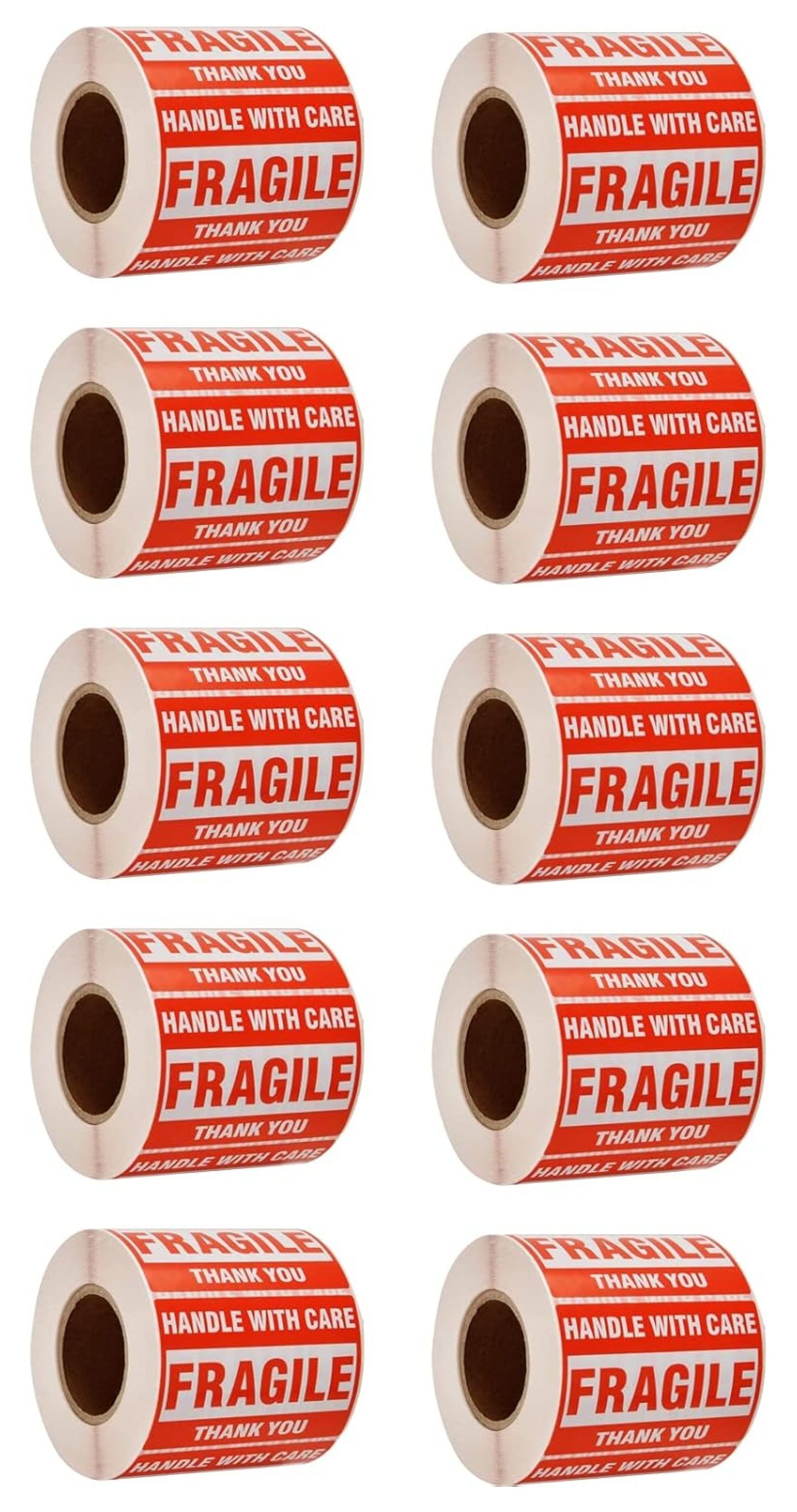 Warning Fragile Tape, 3" X 2" Fragile Handle with Care Warning Stickers ...
