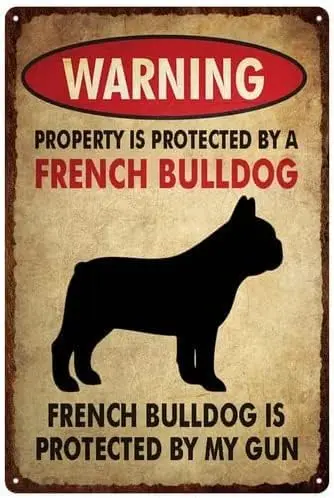 Warning French Bulldog Vintage Metal Sign Retro for Toilet Restroom ...
