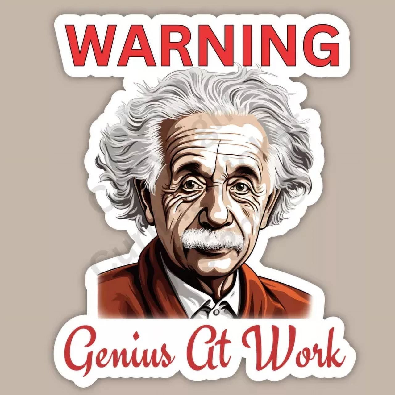Warning Genius At Work Einstein Sticker Phone Decal Water Bottle ...