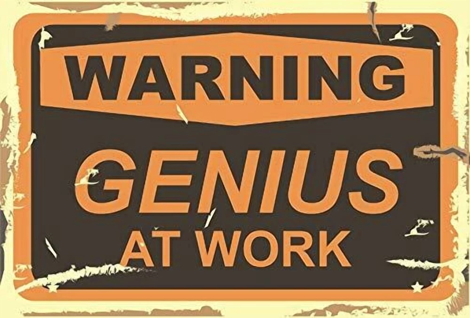 Warning Genius At Work Funny Tin Sign Bar Pub Garage Diner Cafe Home Wall Dec... - Walmart.com