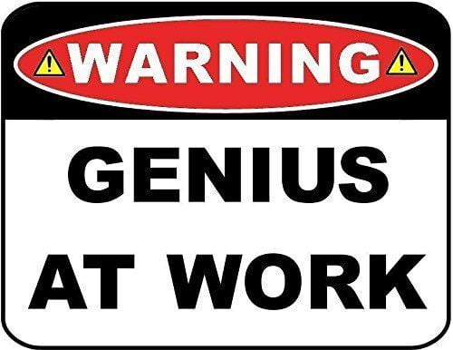 "Warning Genius at Work" Funny Metal Sign Size: 16 x 12 Inch - Walmart.com