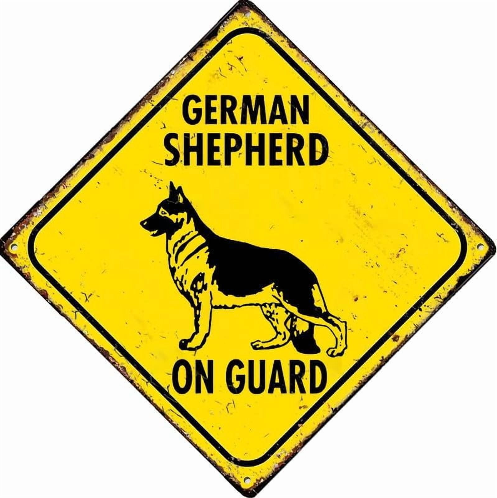 Warning German Shepherd On Guard Outdoor Street & Home Bar Club Kitchen ...