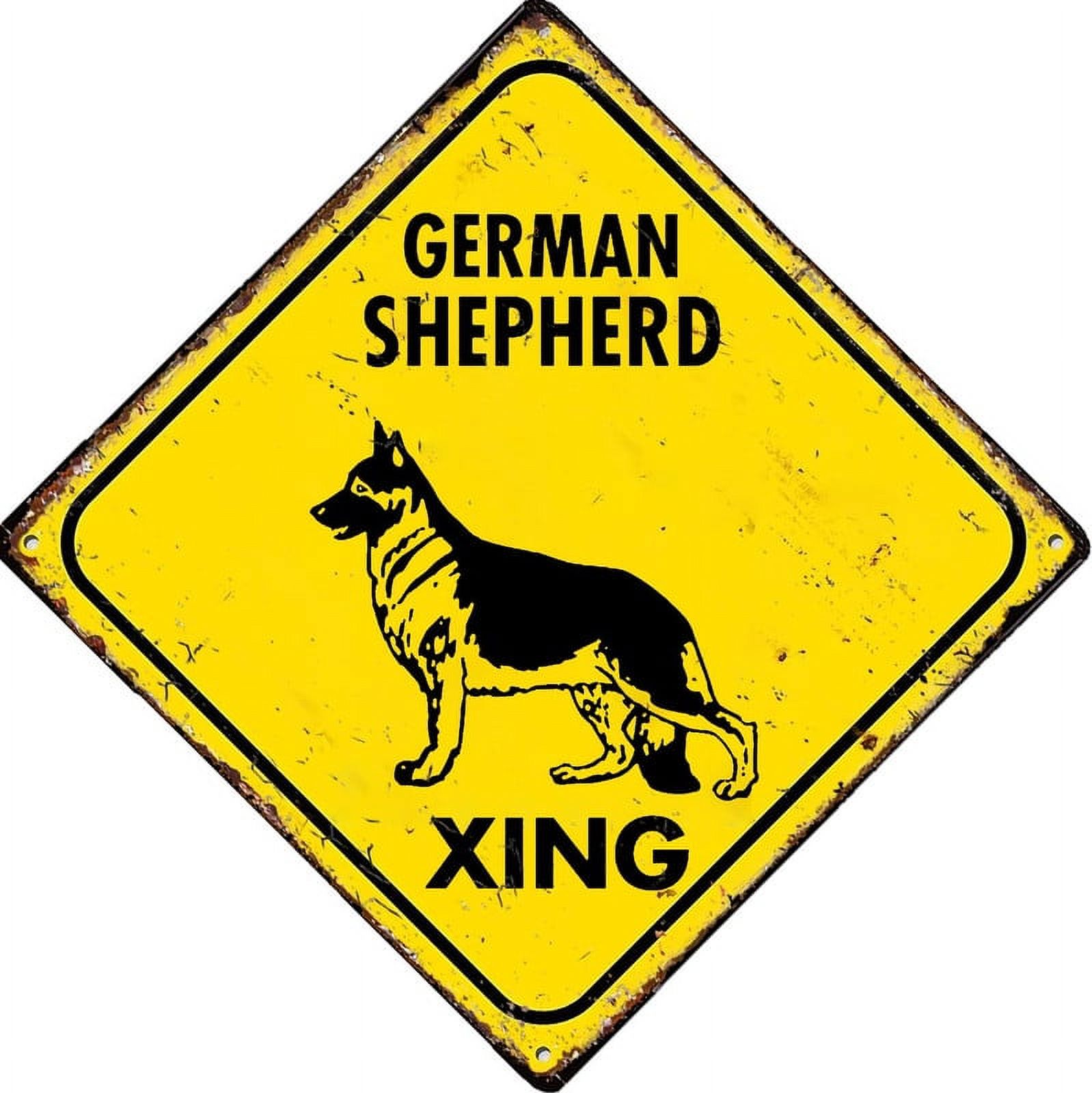Warning German Shepherd Xing Crossing Metal Sign Retro Wall Decor For ...