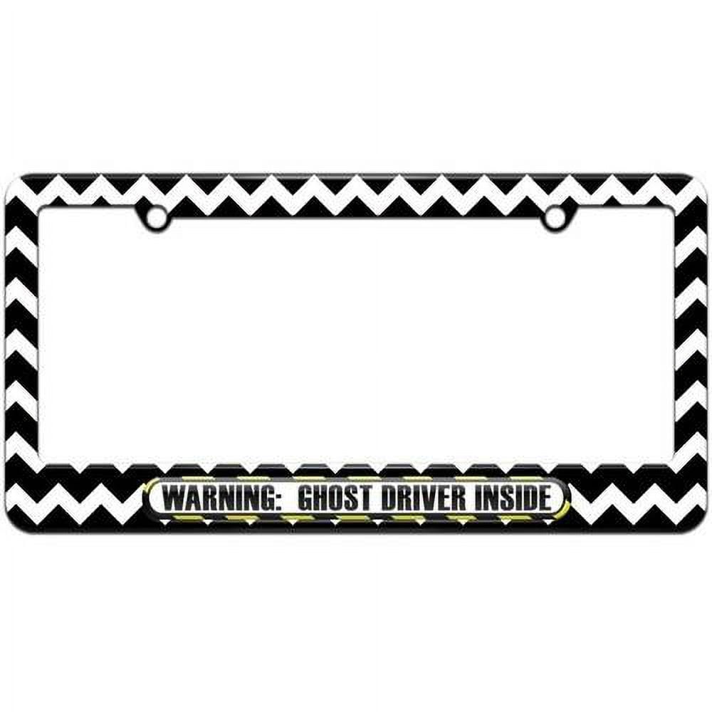 Warning Ghost Driver Inside, Funny License Plate Tag Frame, Black ...