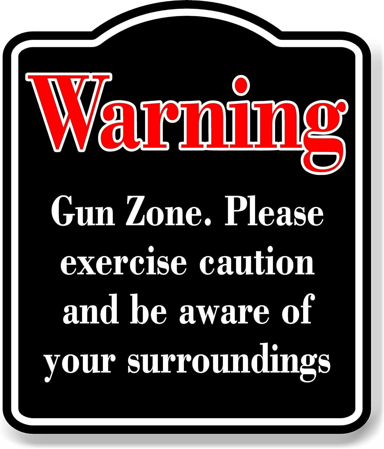 Warning Gun Zone Please exercise caution Red BLACK Aluminum Composite ...