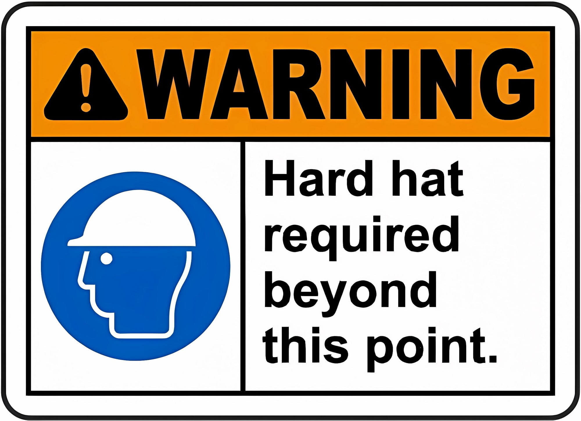 Warning Hard Hat Required Beyond This Point Tin Sign - 8"x12" Vintage ...