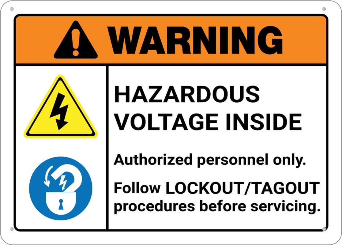 Warning Hazardous Voltage Inside Follow Lockout Tagout Procedures Sign ...