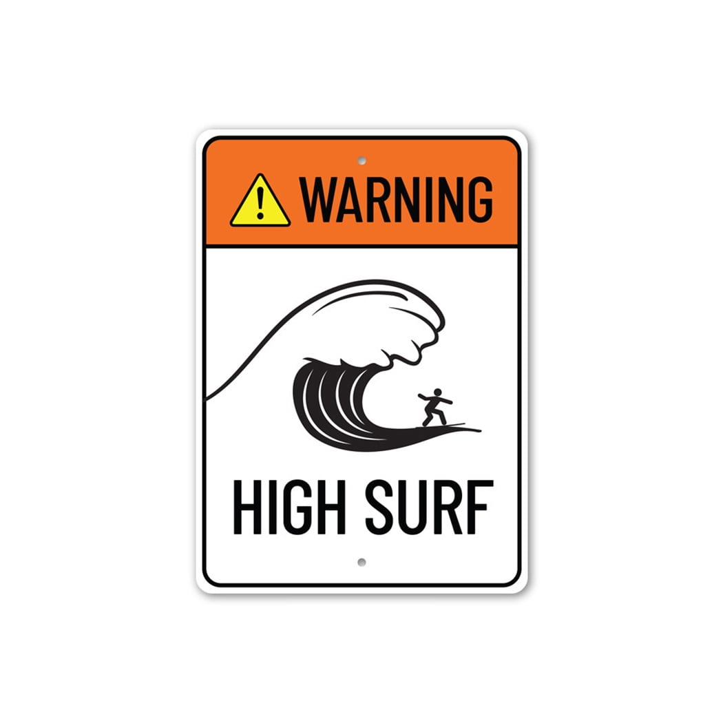 Warning High Surf, Beach Warning Sign, Coastal Caution Sign, Safety ...