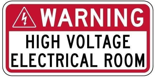 Warning High Voltage Electrical Room Sign (Red/Black) Metal Sign 8x6 ...