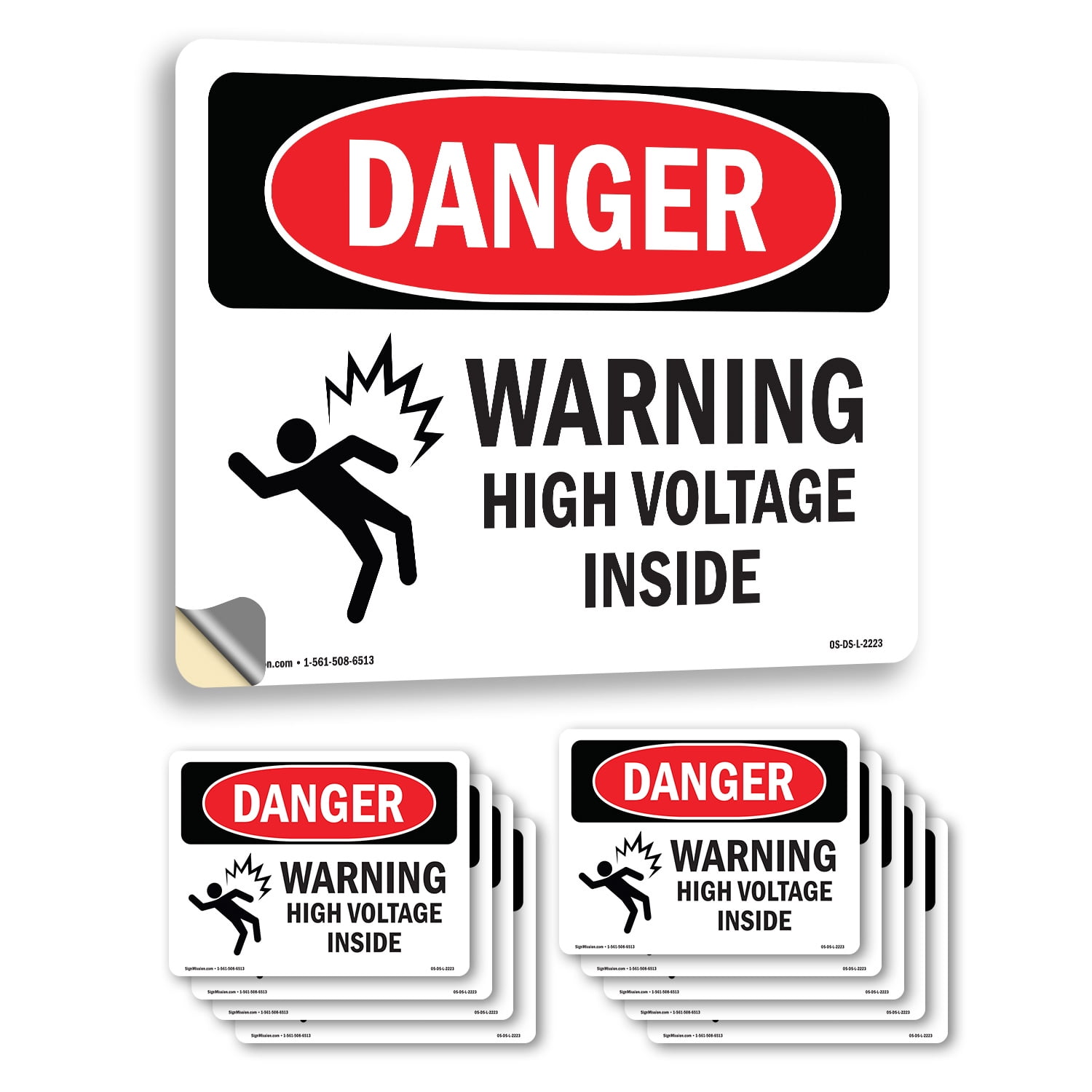 Warning High Voltage Inside OSHA Danger Vinyl Decal Label 24 Inch x 18 ...
