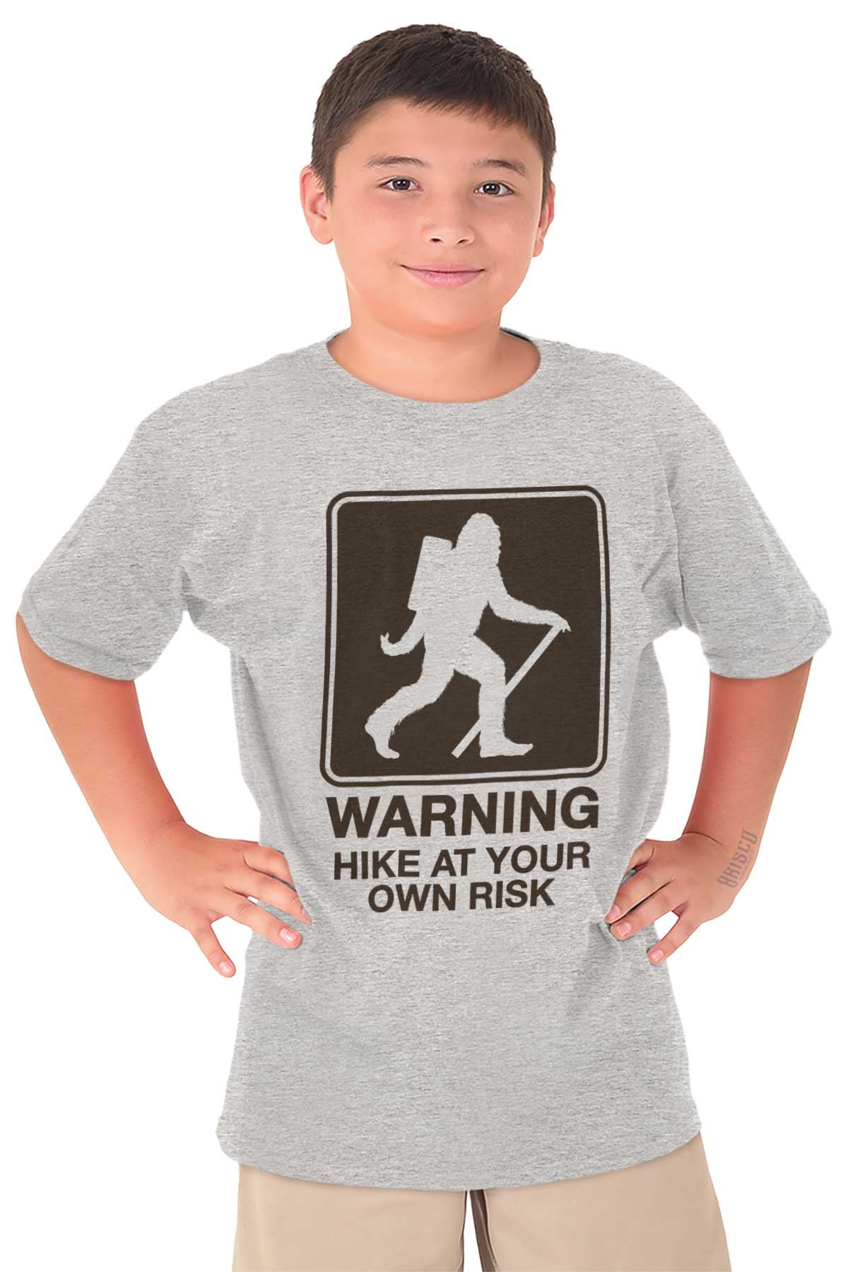 Warning Hike Your Own Risk Bigfoot Crewneck T Shirts Boy Girl Teen ...