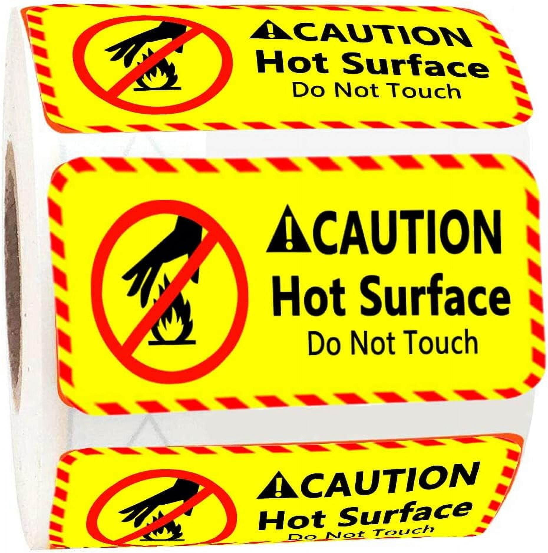 Warning Hot Surface Labels 2x1inch Caution Hot Surface Warning Stickers ...