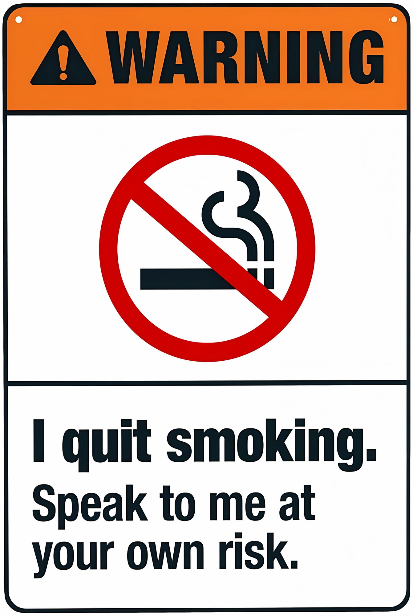 Warning I Quit Smoking Speak to Me at Your Own Risk Warning Sign - 8 ...