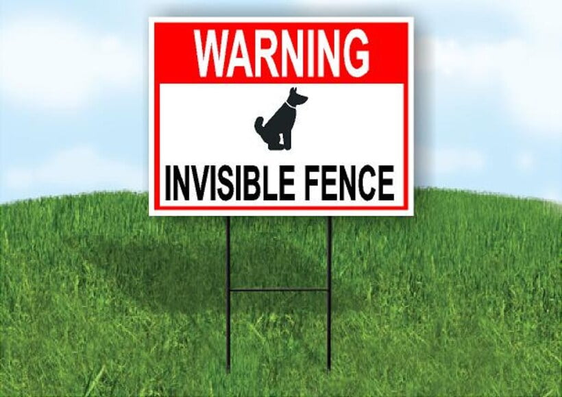 Warning Invisible Fence Red Yard Sign Road Sign (Excluding Stand) SIZE ...