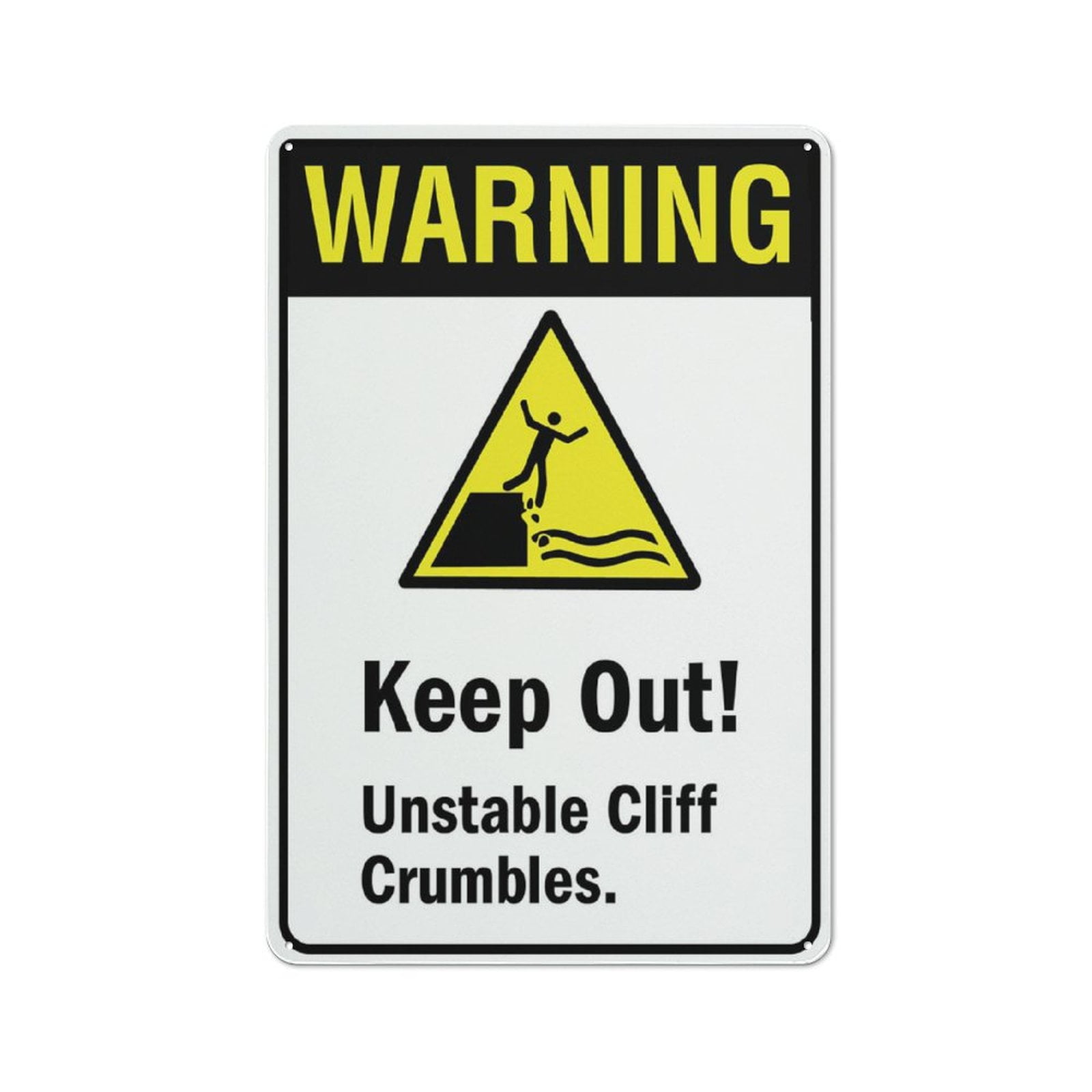 Warning Keep Out Unstable Cliff Crumbles Sign 8X12 Inch Rust Free ...
