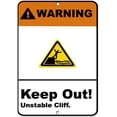 Warning Keep Out! Unstable Cliff Security Sign Safety Signs Warning ...