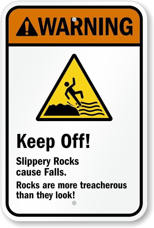 Warning Keep Off Sign: Slippery Rocks Cause Falls. Rocks Are More ...