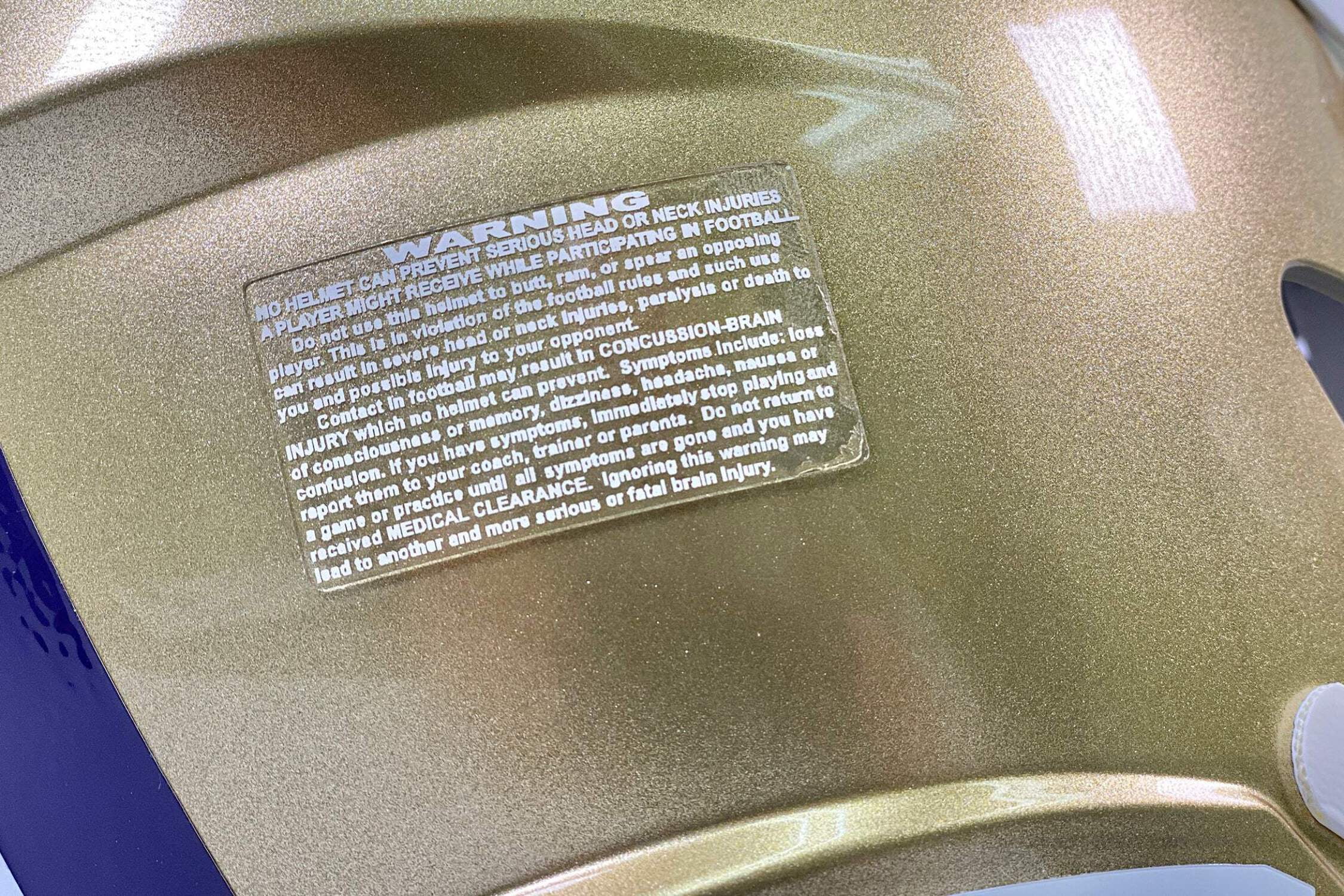 Warning Label Decal For Football Helmets (White) - Walmart.com