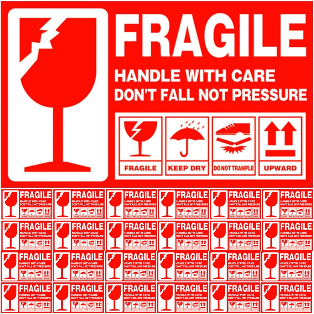 BESTONZON Fragile Warning Stickers Red Paper Businesses Packaging ...