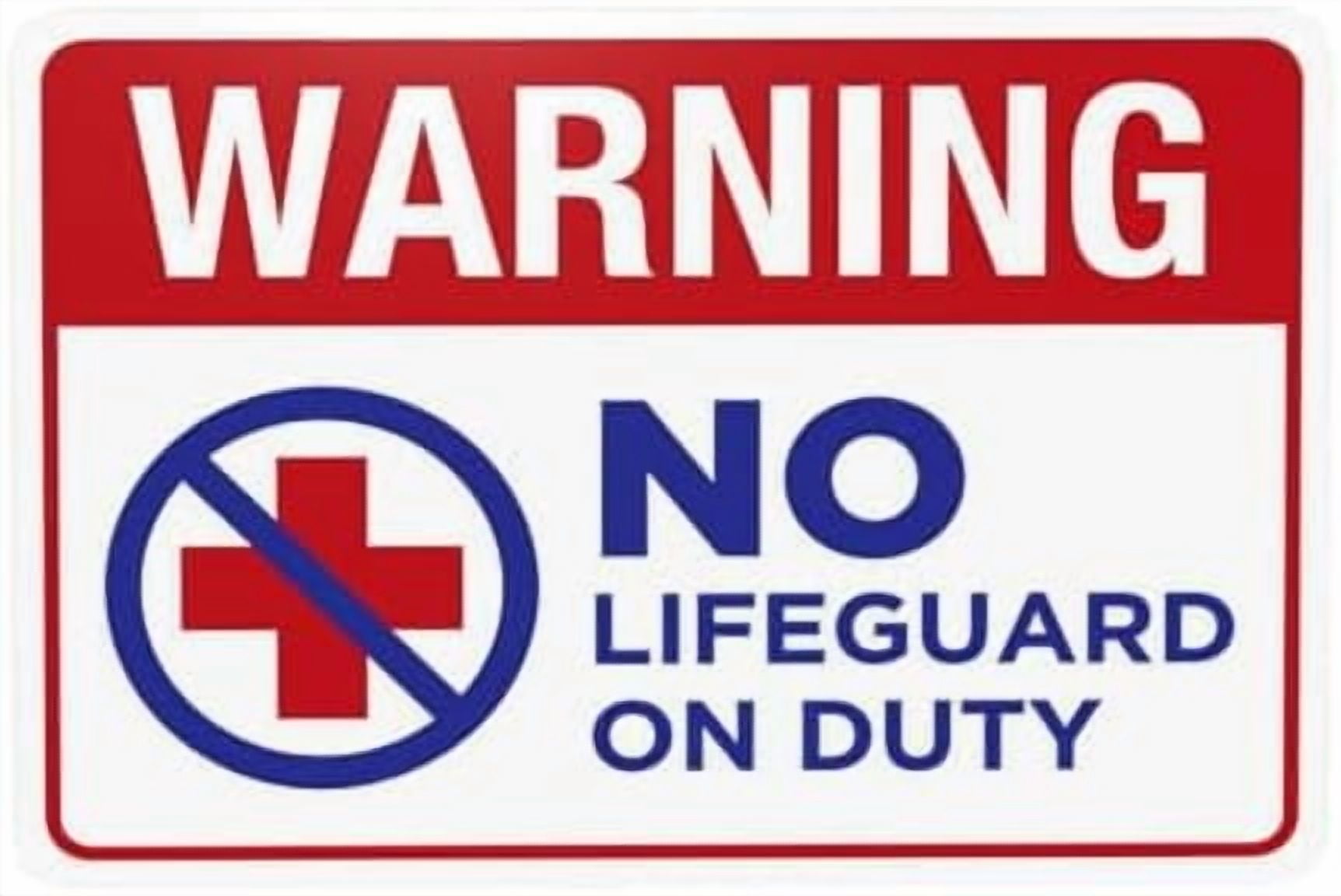 Warning No Lifeguard On Duty Warning Sign, Pool Security Metal Signs ...