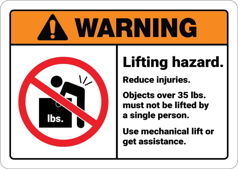 Warning Lifting Reduce Injuries Rust Free Aluminum 12 X 8 In ...