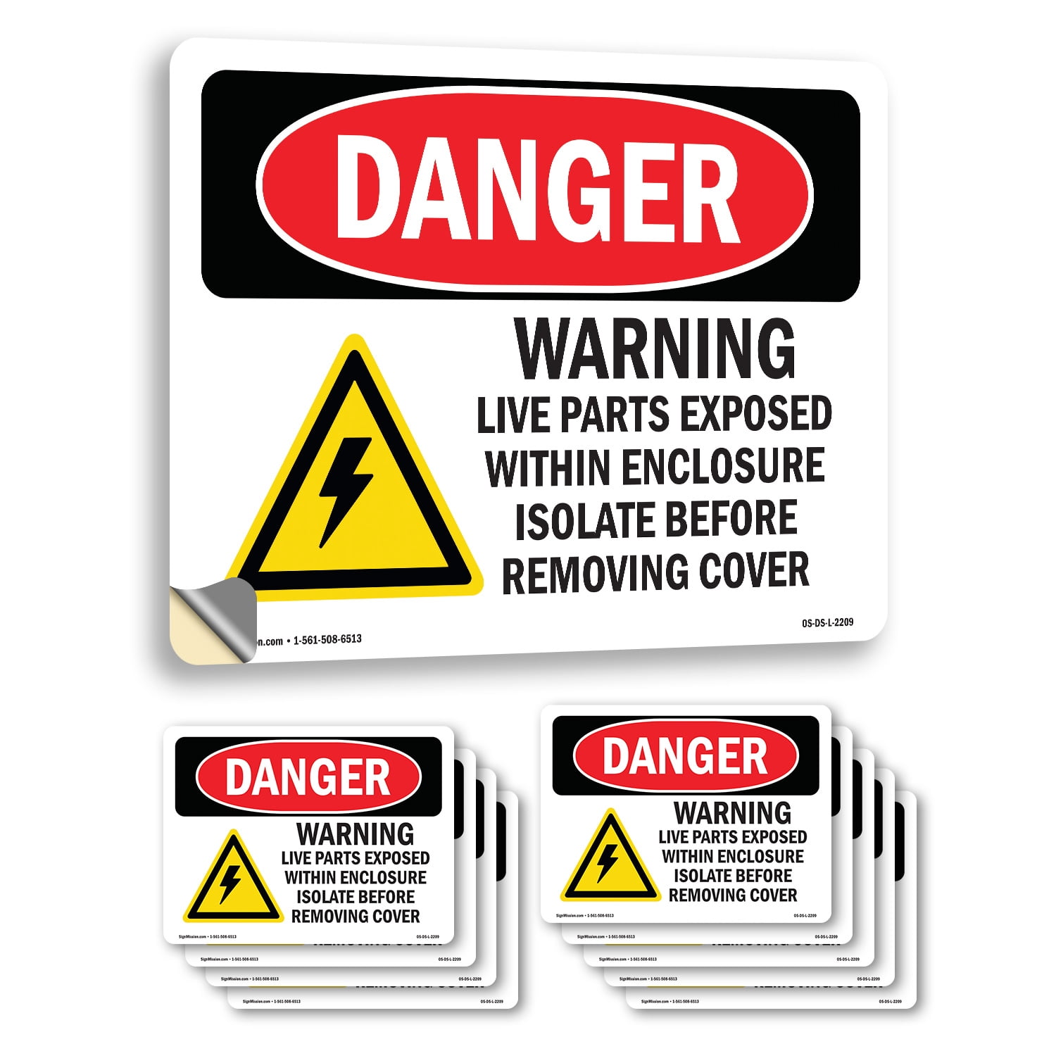 Warning Live Parts Exposed Within OSHA Danger Vinyl Decal Label 10 Inch ...