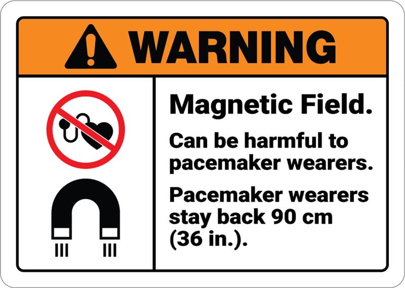 Warning Magnetic Field Peacemaker Wearers Stay Back Sign Metal 12"X8 ...