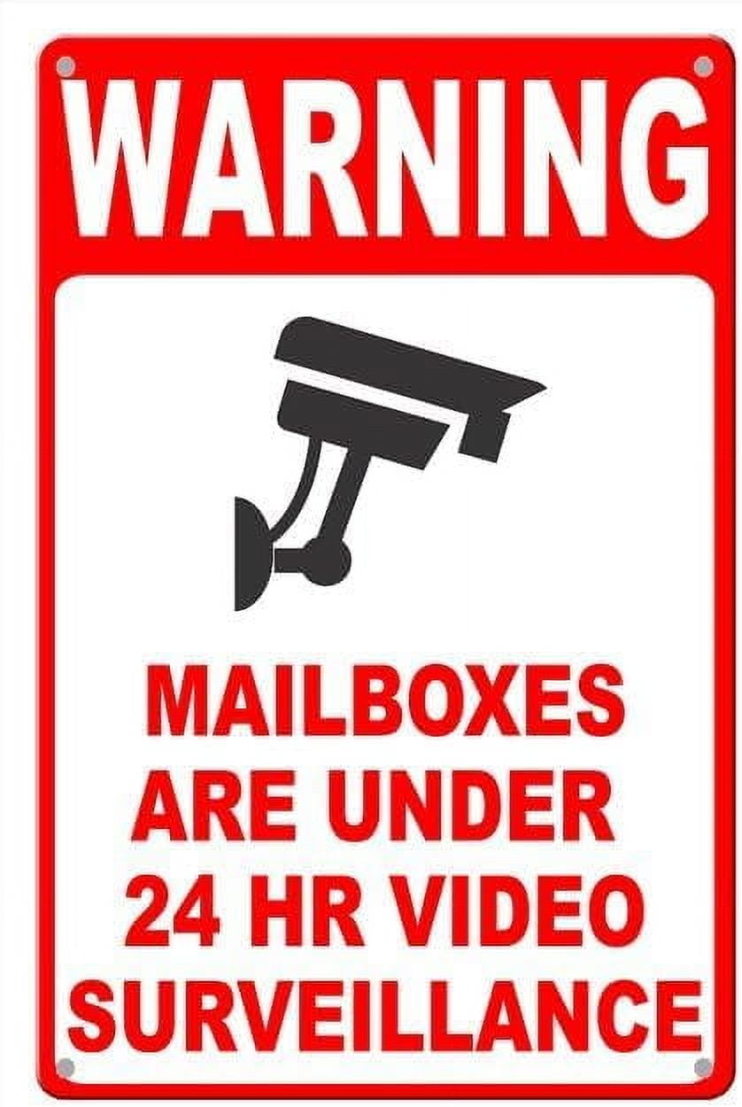 Warning Mailboxes Are Under 24 Hr Video Surveillance Metal Aluminum Tin ...