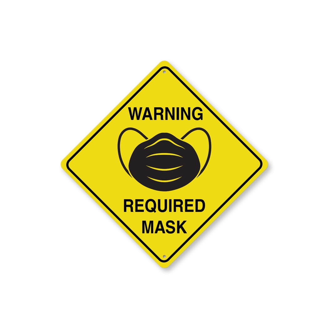 Warning Mask Diamond Aluminum Metal Decor Sign - 12" x 12" - Walmart.com