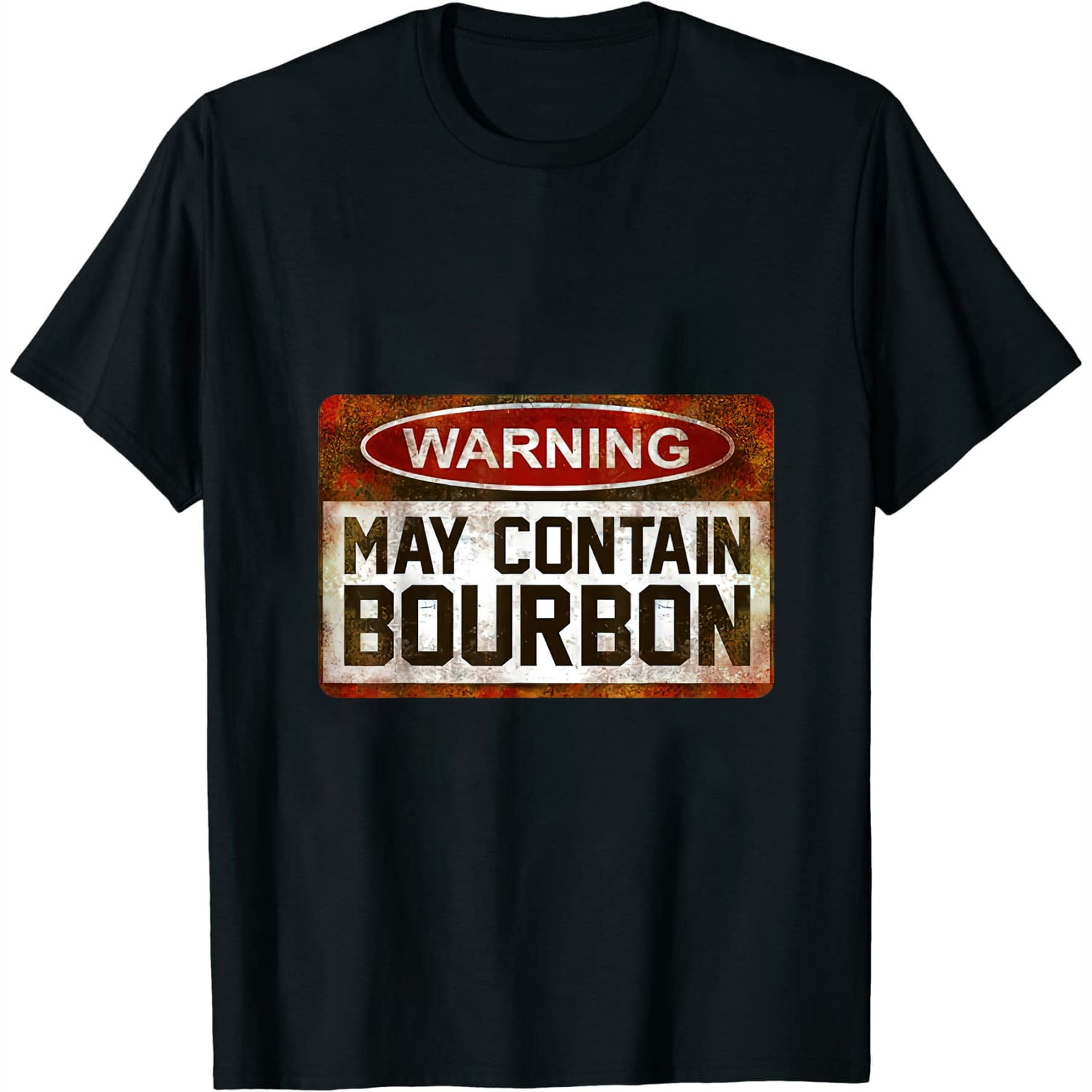 Warning May Contain Bourbon Womens T-Shirt Black X-Large - Walmart.com