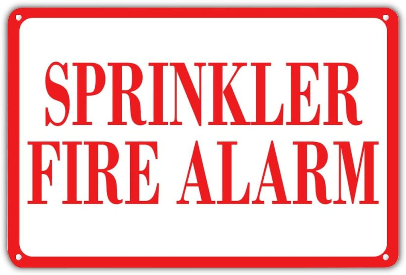 Warning Metal Sign Sprinkler Fire Alarms Outdoor Yard Sign Fade ...