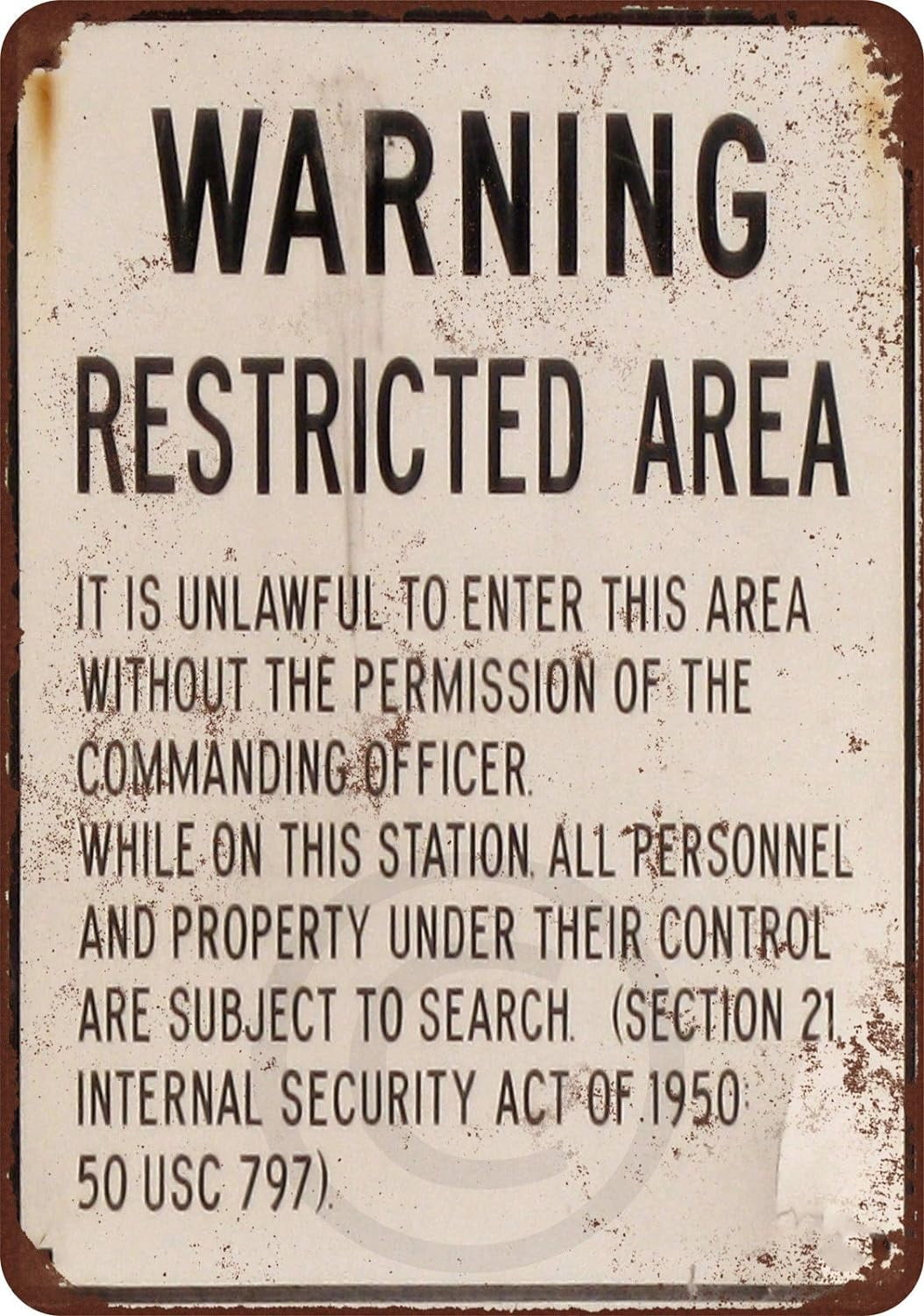 Warning Military Restricted Area Vintage Look Reproduction Metal Sign 8 ...