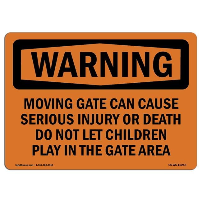 Warning Moving Gate Can Cause Serious Injury or Death OSHA Aluminum ...