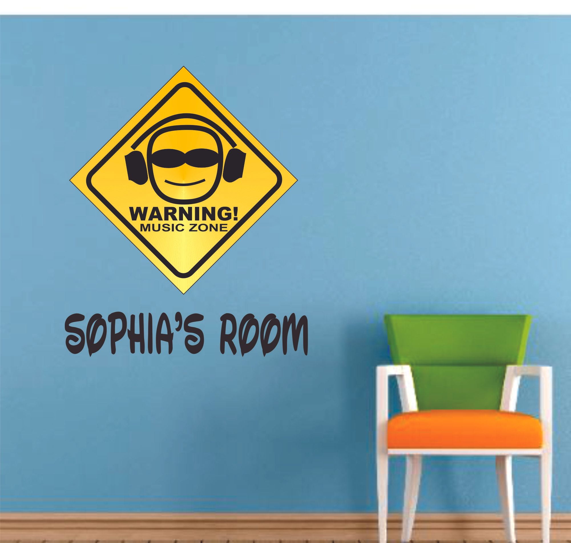 Warning Music Zone Warning Sign Cartoon Decors Wall Sticker Art Design ...