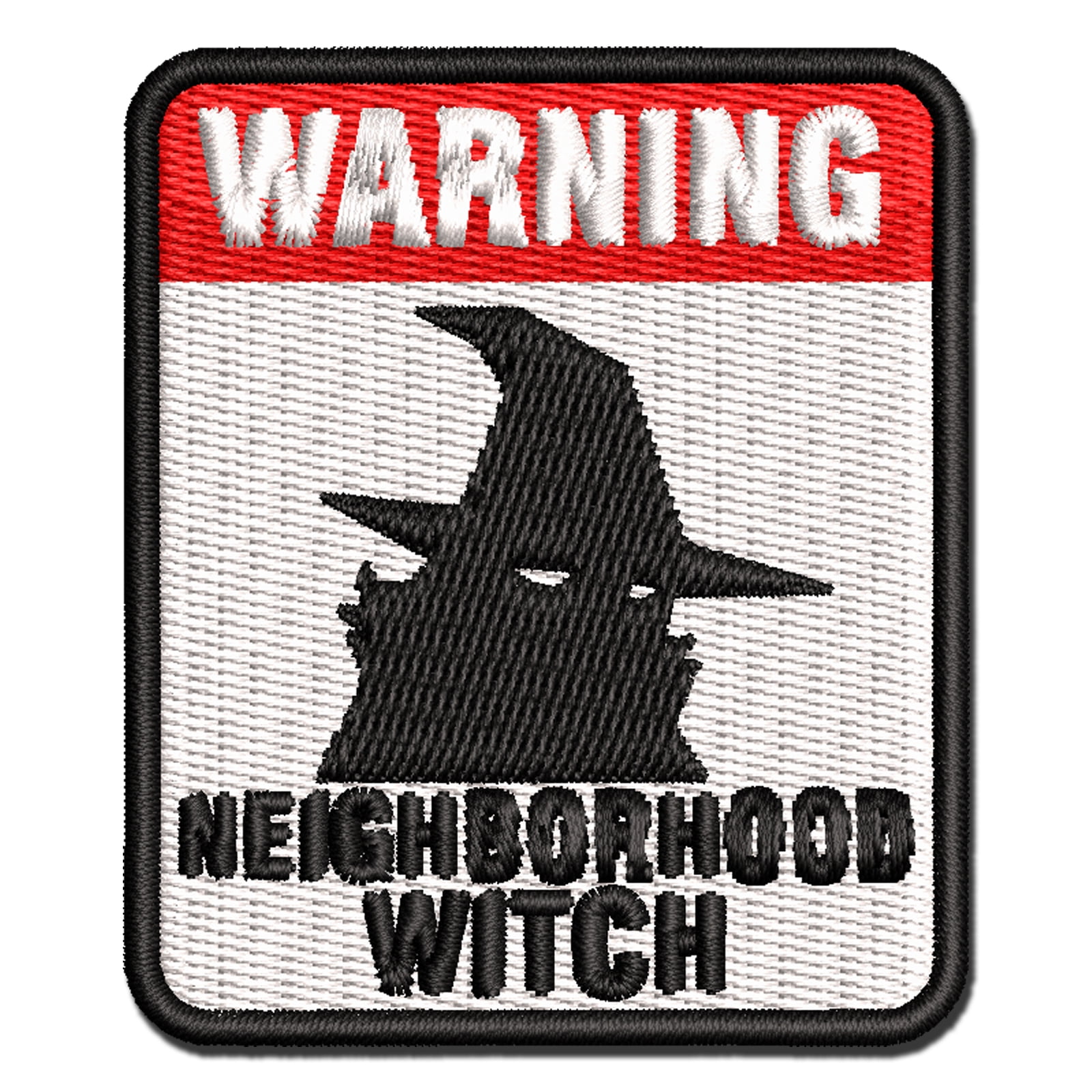 Warning Neighborhood Witch Halloween Sign Applique Multi-Color ...