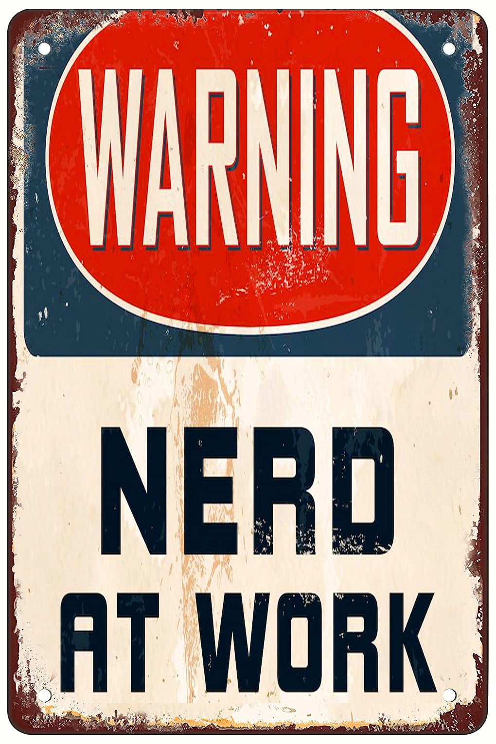 Warning Nerd at Work Retro Metal Sheet Signs, Wall Decoration of Bars ...
