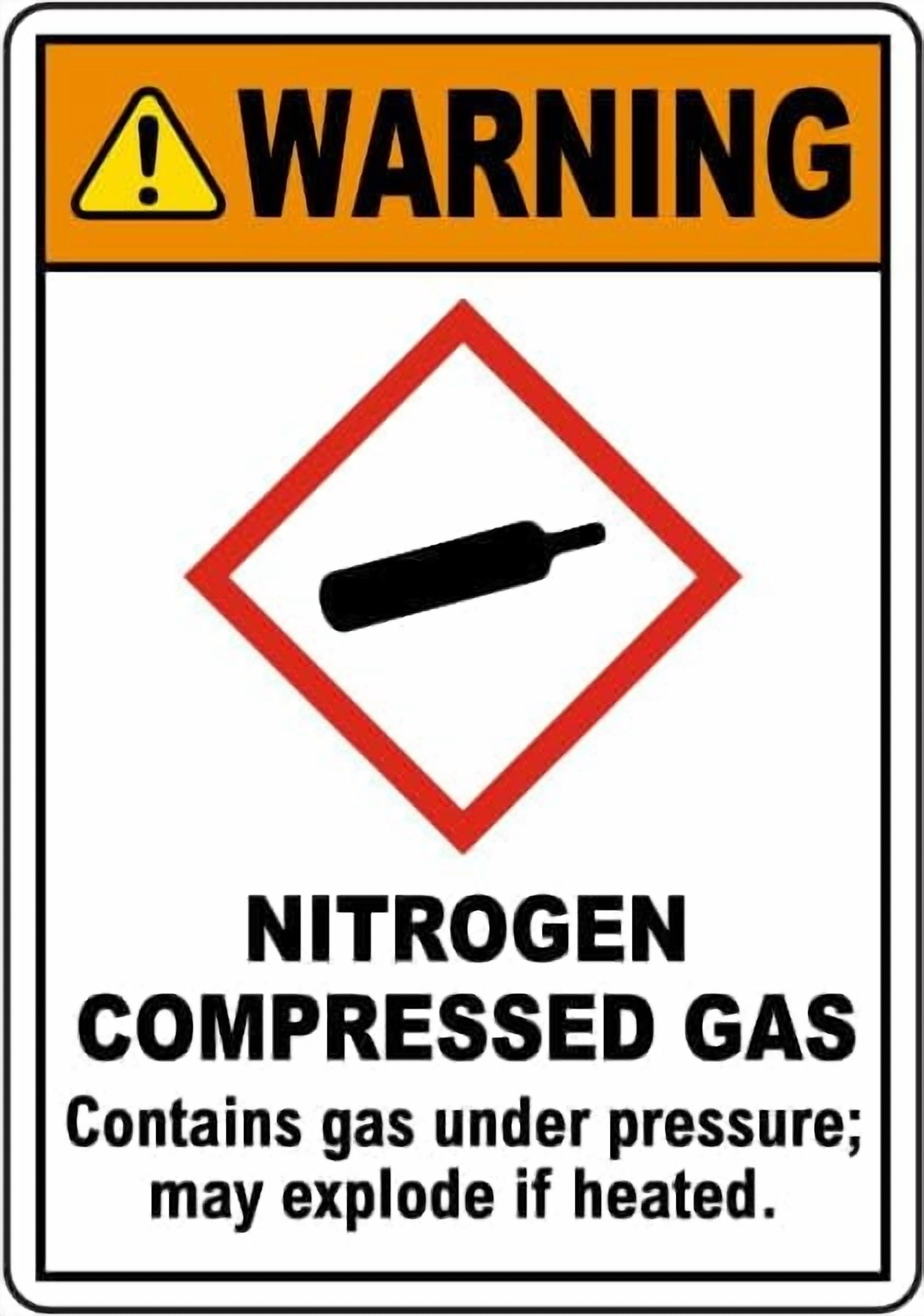 Warning Nitrogen Compressed Gas GHS Sign Safety Signs Chemical D2 Metal ...