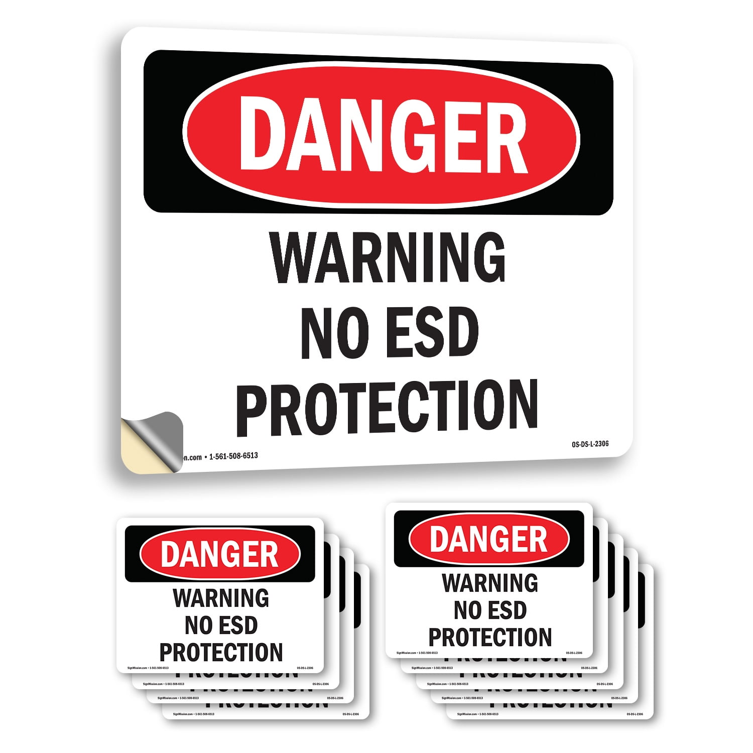 Warning No ESD Protection OSHA Danger Vinyl Decal Label 18 Inch x 12 ...