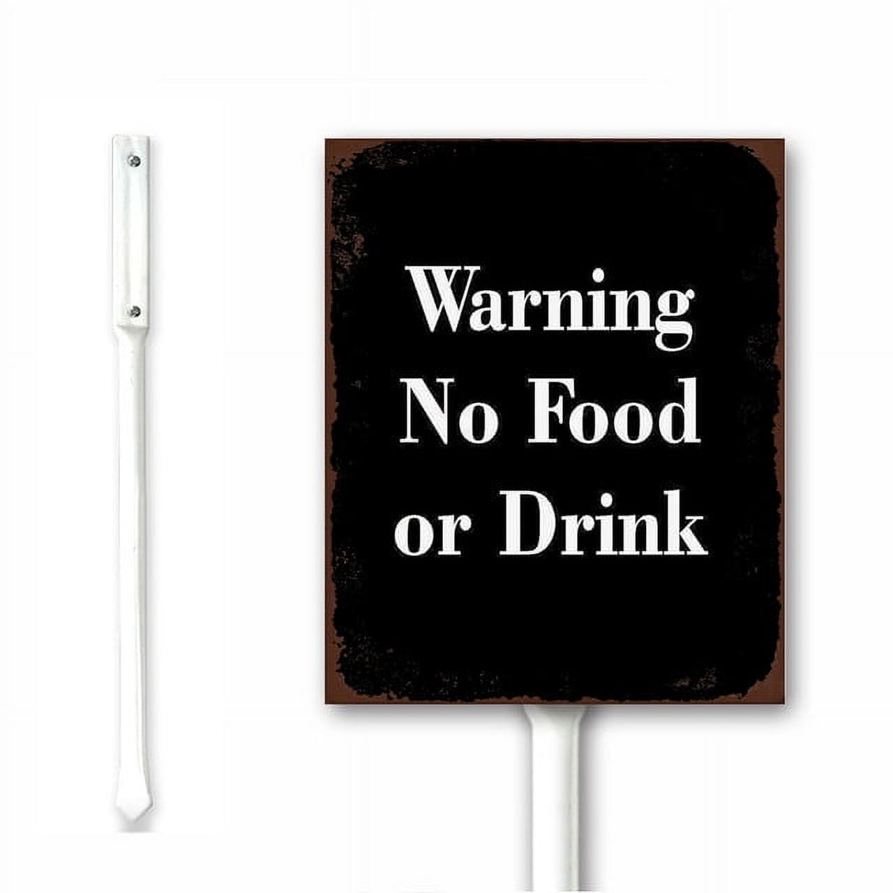 Warning No Food or Drink Black Yard Sign With Stake, Rustic Lawn ...