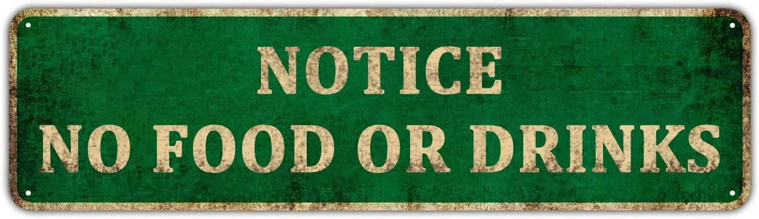 Warning No Food or Drinks Metal Tin Sign, Business Retail Store Metal ...
