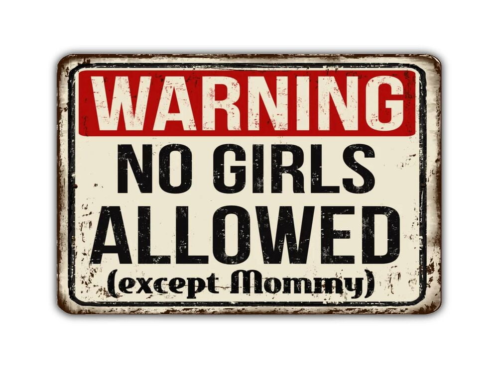 Warning No Girls Allowed Vintage Style Metal Sign 12 x 16 Inches ...
