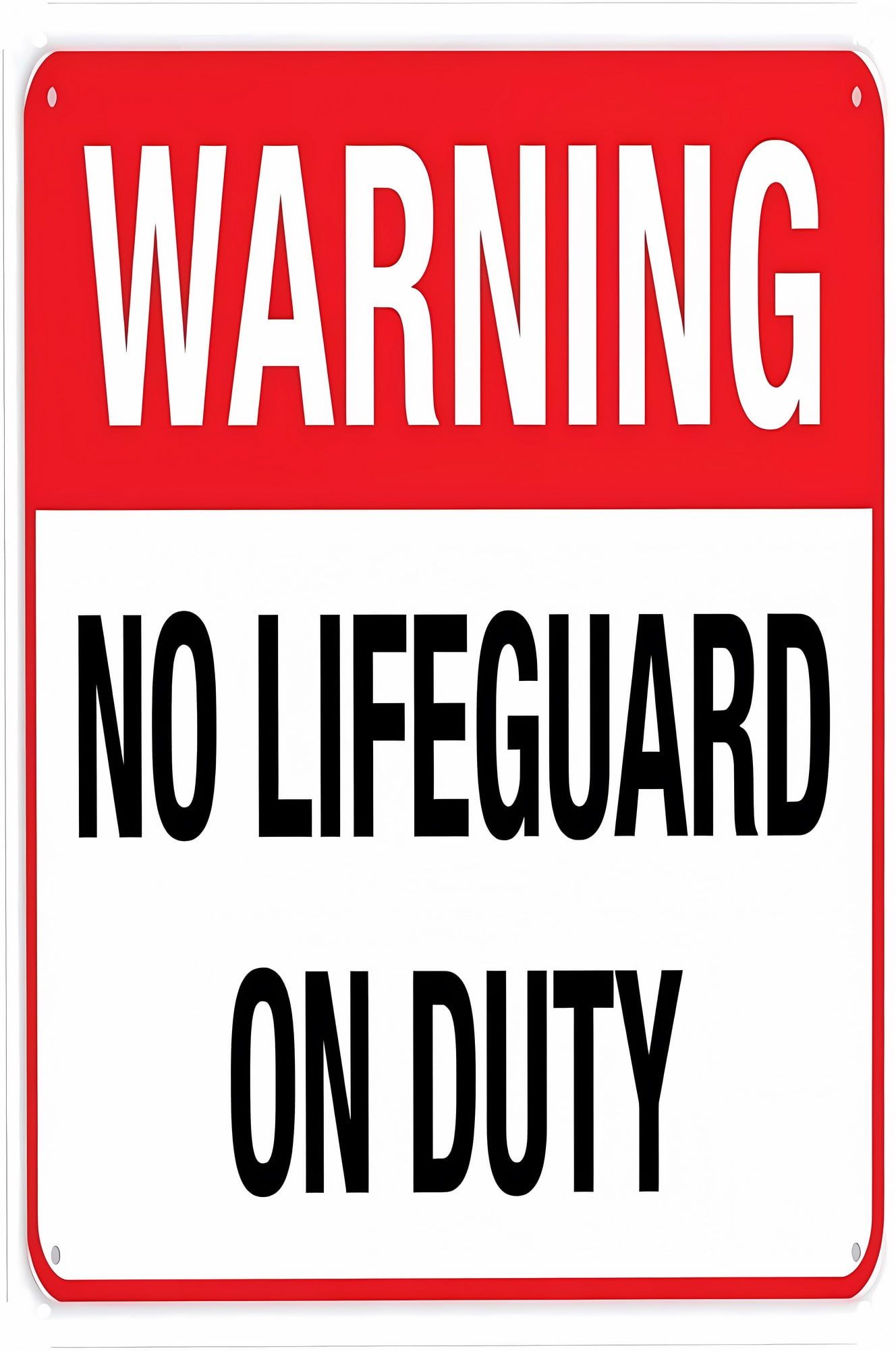 Warning No Life Guard On Duty Tin Sign - 8"x12", Vintage Metal Decor ...