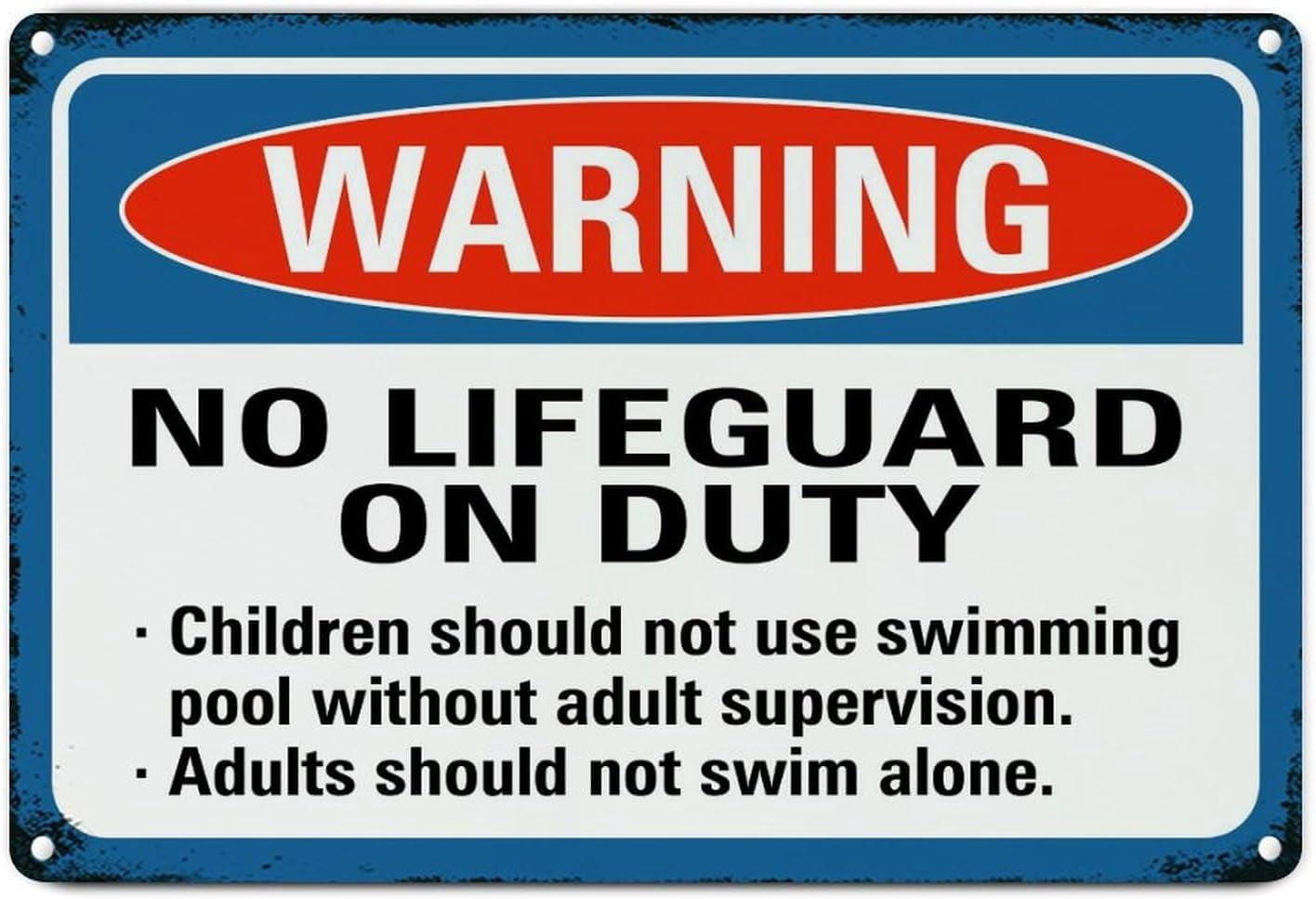 Warning No Lifeguard Metal Signs 8 X 12 Inches - Walmart.com