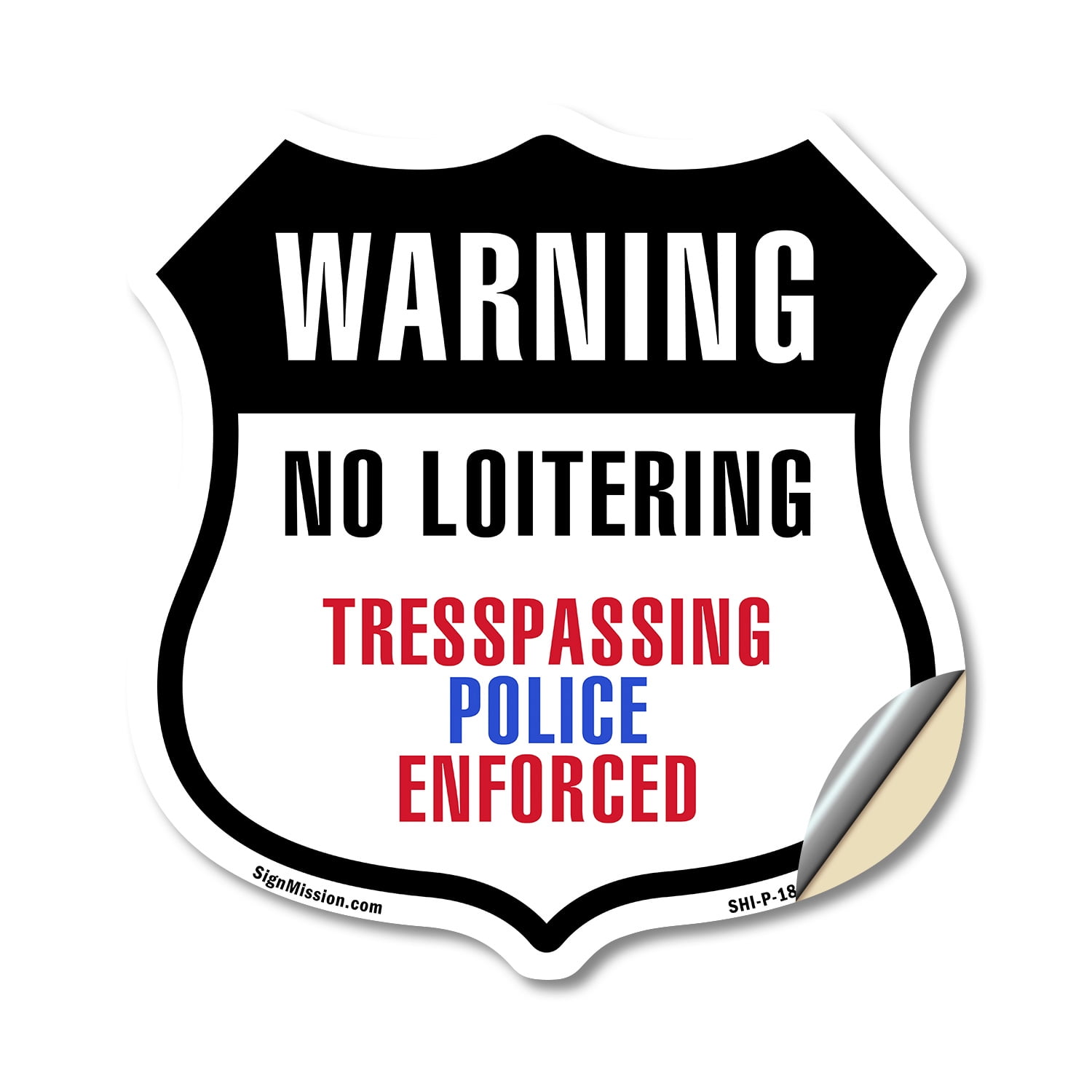 Warning No Loitering Trespassing Police Enforced 18 inch X 18 inch ...