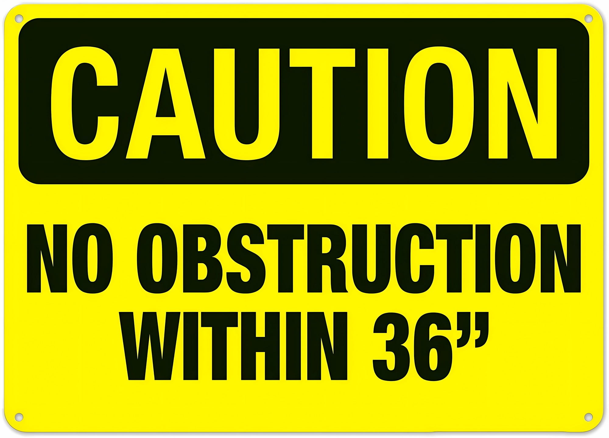 Warning No Obstruction Within 36' Alert Sign - 8"x12" Metal Safety Sign ...