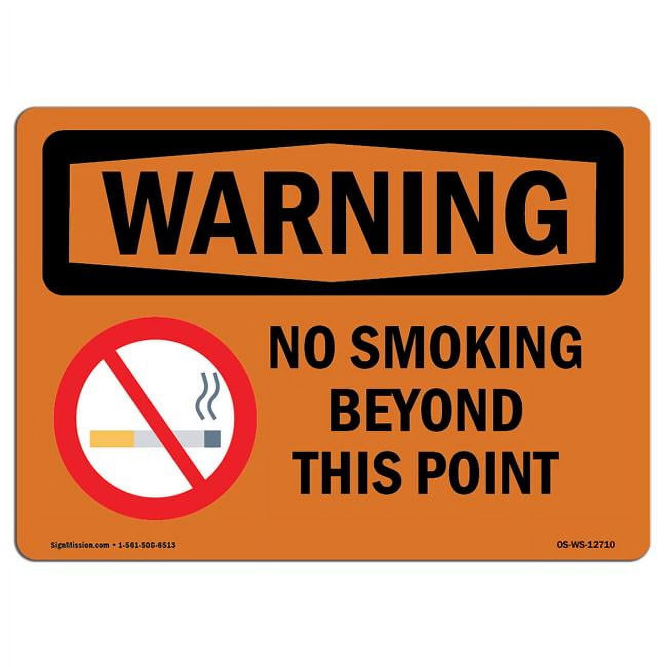 Warning No Smoking Beyond This Point OSHA Decal Sign - Walmart.com
