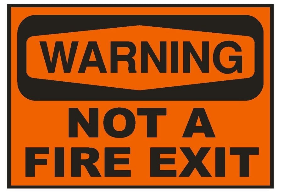 Warning Not A Fire Exit Safety metal aluminium Sign Sign Size: 8 x 12 ...