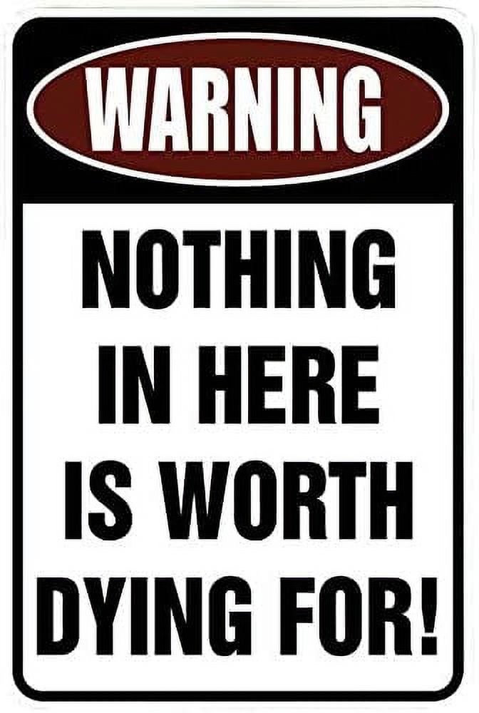 Warning Nothing in Here is Worth Dying For – Funny Metal Sign for your ...